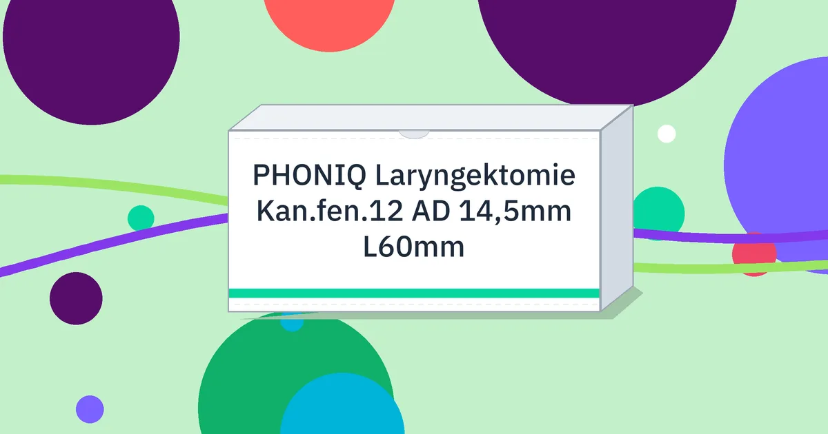 Symbolbild: Packung mit der Aufschrift PHONIQ Laryngektomie Kan.fen.12 AD 14,5mm L60mm (PZN 17381986) – Verfügbarkeit und Bezug in Apotheken in Frankfurt am Main