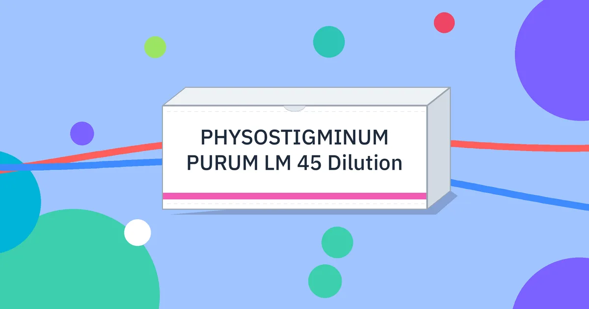 Symbolbild: Packung mit der Aufschrift PHYSOSTIGMINUM PURUM LM 45 Dilution (PZN 13036057) – Verfügbarkeit und Bezug in Apotheken in Frankfurt am Main
