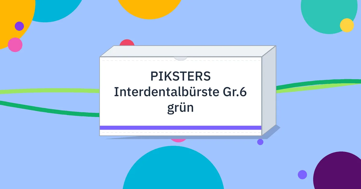 Symbolbild: Packung mit der Aufschrift PIKSTERS Interdentalbürste Gr.6 grün (PZN 17593286) – Verfügbarkeit und Bezug in Apotheken in Frankfurt am Main