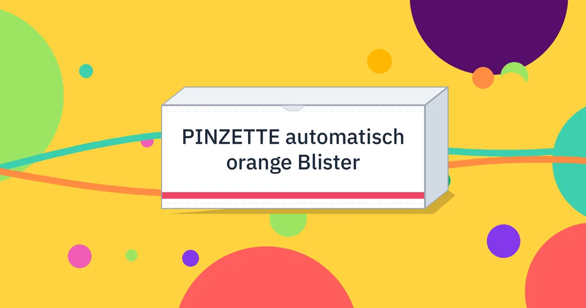 Symbolbild: Packung mit der Aufschrift PINZETTE automatisch orange Blister (PZN 01596124) – Verfügbarkeit und Bezug in Apotheken in Frankfurt am Main