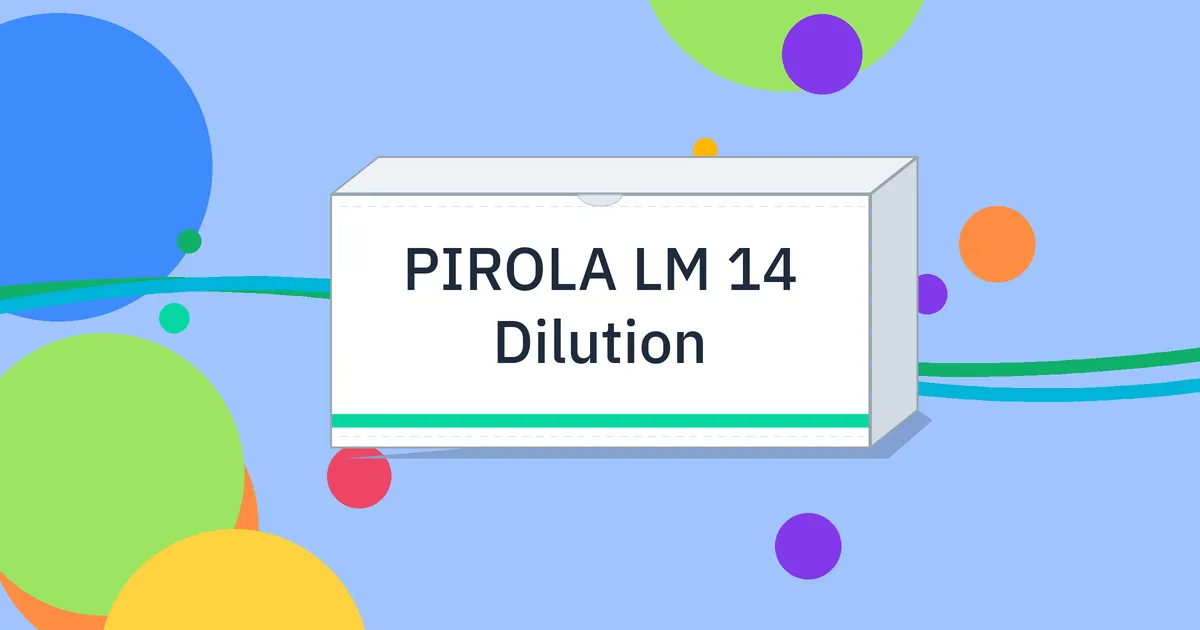 Symbolbild: Packung mit der Aufschrift PIROLA LM 14 Dilution (PZN 13645307) – Verfügbarkeit und Bezug in Apotheken in Frankfurt am Main