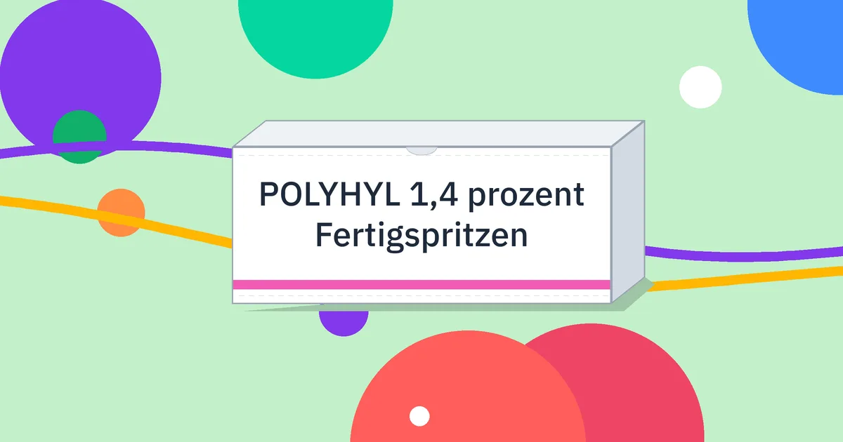 Symbolbild: Packung mit der Aufschrift POLYHYL 1,4 prozent Fertigspritzen (PZN 07353581) – Verfügbarkeit und Bezug in Apotheken in Frankfurt am Main
