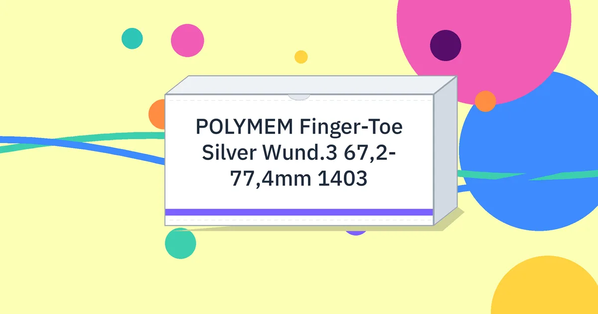 Symbolbild: Packung mit der Aufschrift POLYMEM Finger-Toe Silver Wund.3 67,2-77,4mm 1403 (PZN 19621785) – Verfügbarkeit und Bezug in Apotheken in Frankfurt am Main