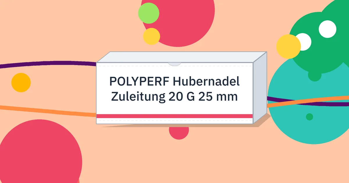 Symbolbild: Packung mit der Aufschrift POLYPERF Hubernadel Zuleitung 20 G 25 mm (PZN 14322316) – Verfügbarkeit und Bezug in Apotheken in Frankfurt am Main