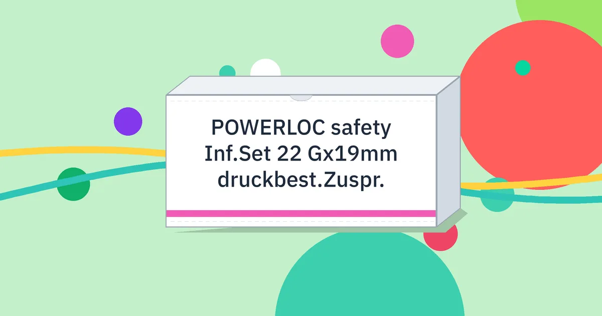 Symbolbild: Packung mit der Aufschrift POWERLOC safety Inf.Set 22 Gx19mm druckbest.Zuspr. (PZN 18817049) – Verfügbarkeit und Bezug in Apotheken in Frankfurt am Main