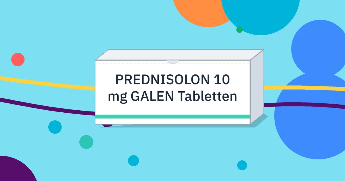 Symbolbild: Packung mit der Aufschrift PREDNISOLON 10 mg GALEN Tabletten (PZN 05004847) – Verfügbarkeit und Bezug in Apotheken in Frankfurt am Main