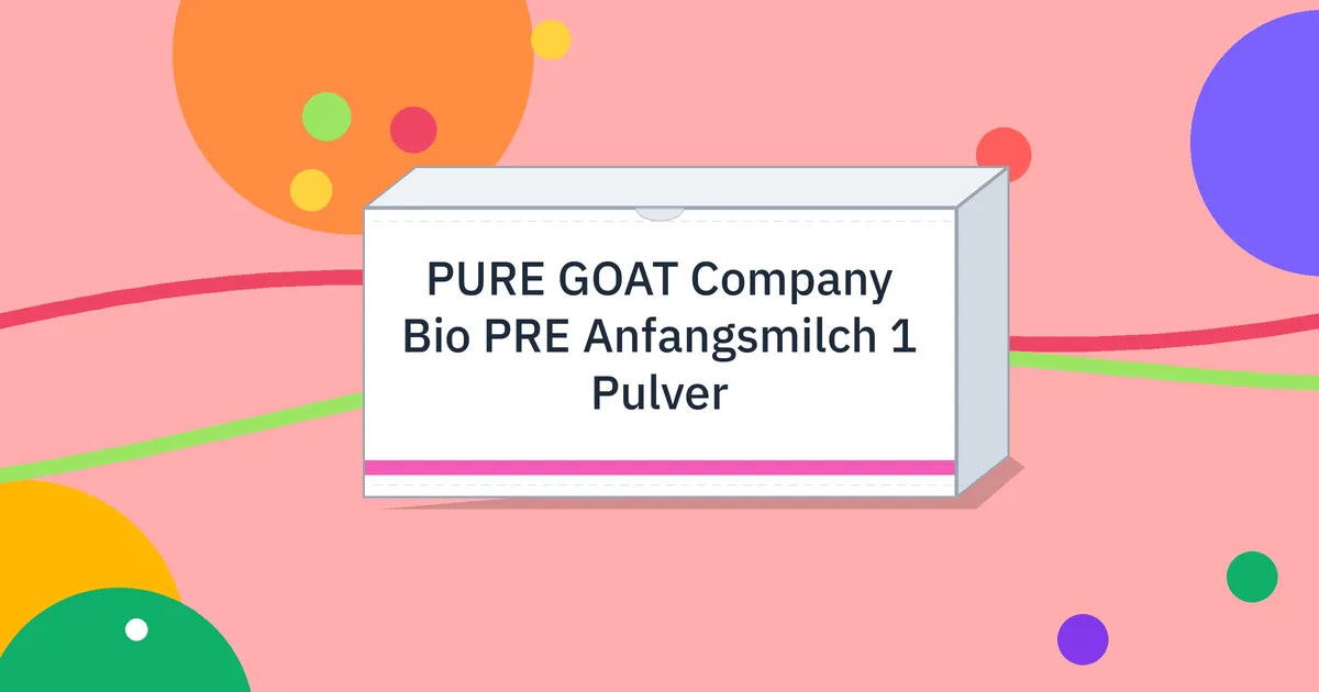 Symbolbild: Packung mit der Aufschrift PURE GOAT Company Bio PRE Anfangsmilch 1 Pulver (PZN 18653961) – Verfügbarkeit und Bezug in Apotheken in Frankfurt am Main