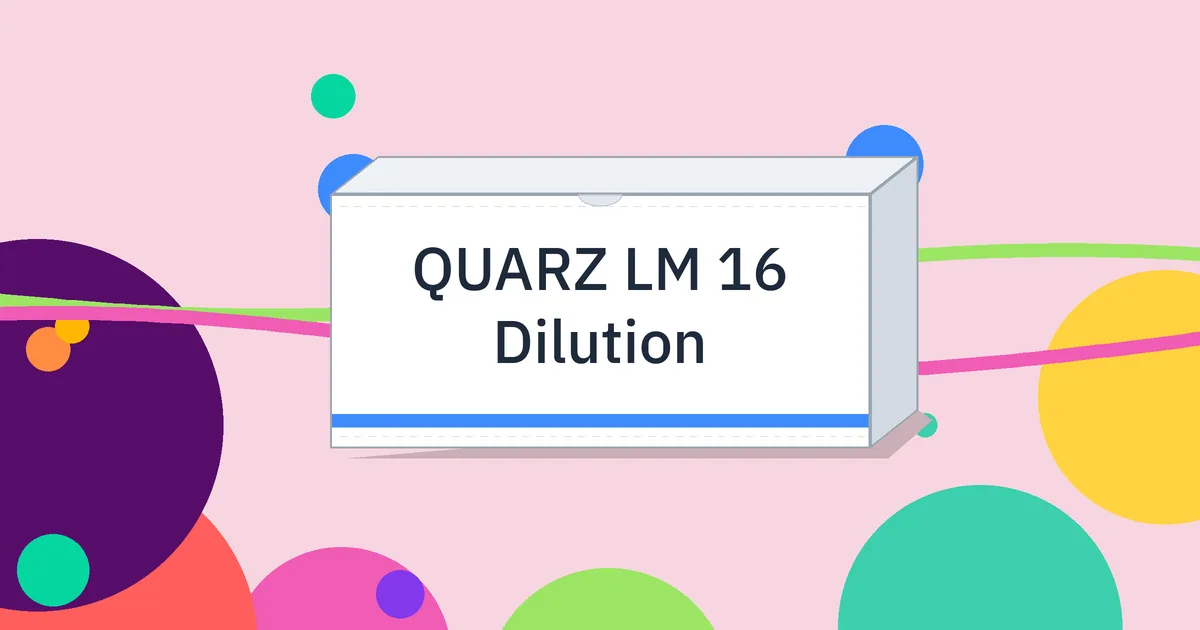 Symbolbild: Packung mit der Aufschrift QUARZ LM 16 Dilution (PZN 13045493) – Verfügbarkeit und Bezug in Apotheken in Frankfurt am Main
