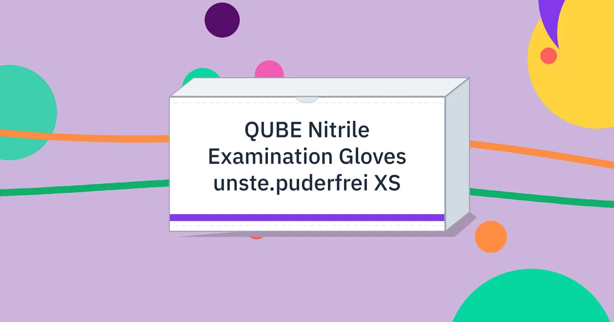 Symbolbild: Packung mit der Aufschrift QUBE Nitrile Examination Gloves unste.puderfrei XS (PZN 18772507) – Verfügbarkeit und Bezug in Apotheken in Frankfurt am Main