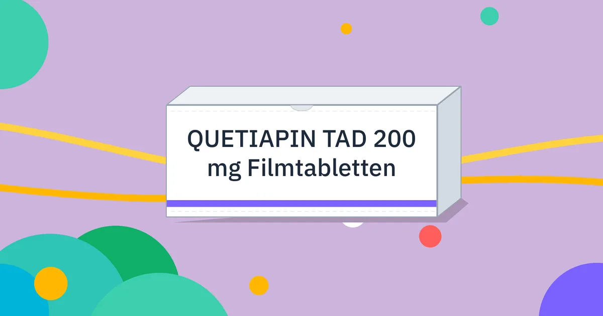 Symbolbild: Packung mit der Aufschrift QUETIAPIN TAD 200 mg Filmtabletten (PZN 13815927) – Verfügbarkeit und Bezug in Apotheken in Frankfurt am Main