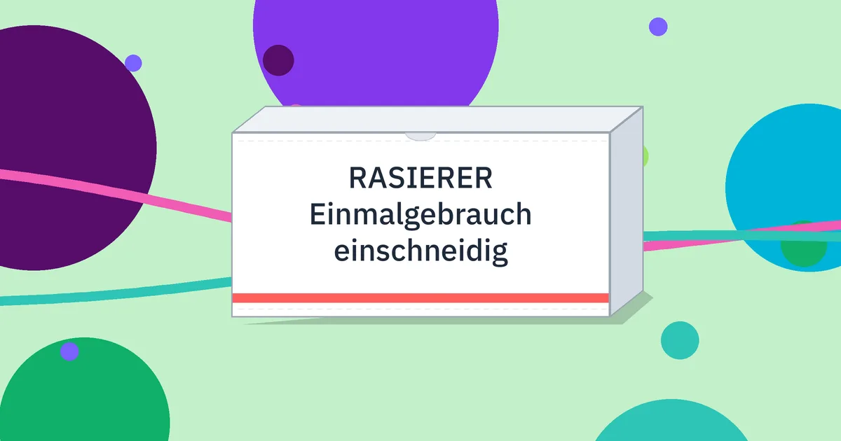 Symbolbild: Packung mit der Aufschrift RASIERER Einmalgebrauch einschneidig (PZN 00989353) – Verfügbarkeit und Bezug in Apotheken in Frankfurt am Main