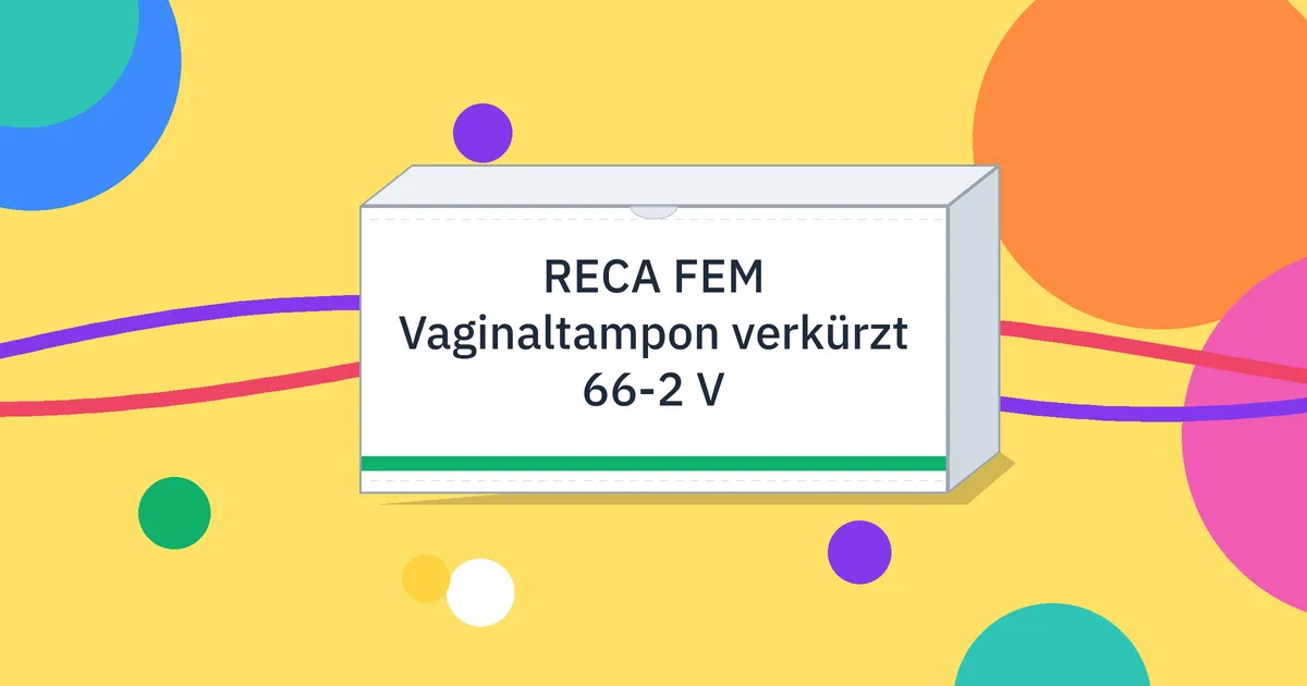 Symbolbild: Packung mit der Aufschrift RECA FEM Vaginaltampon verkürzt 66-2 V (PZN 09175907) – Verfügbarkeit und Bezug in Apotheken in Frankfurt am Main