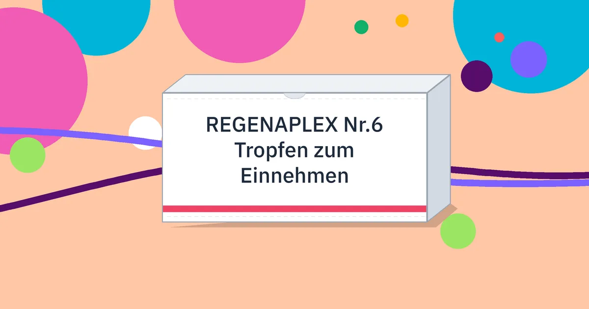Symbolbild: Packung mit der Aufschrift REGENAPLEX Nr.6 Tropfen zum Einnehmen (PZN 02641909) – Verfügbarkeit und Bezug in Apotheken in Frankfurt am Main