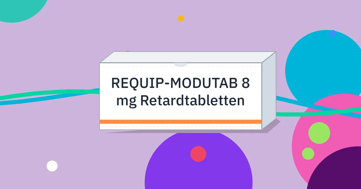 Symbolbild: Packung mit der Aufschrift REQUIP-MODUTAB 8 mg Retardtabletten (PZN 03644755) – Verfügbarkeit und Bezug in Apotheken in Frankfurt am Main