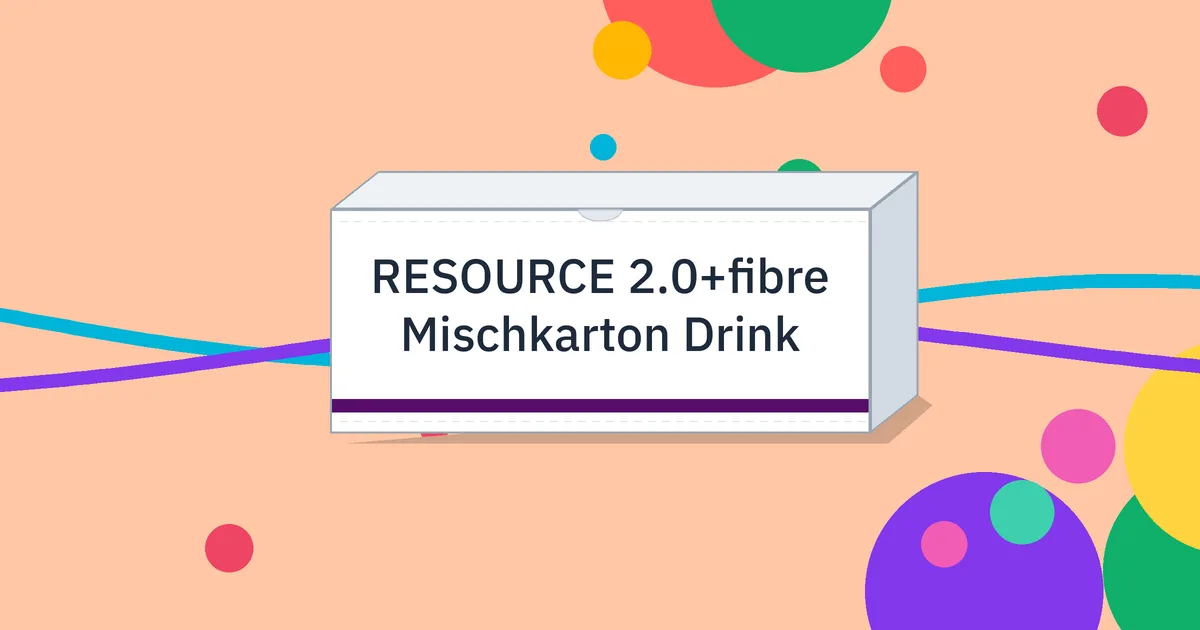 Symbolbild: Packung mit der Aufschrift RESOURCE 2.0+fibre Mischkarton Drink (PZN 07786759) – Verfügbarkeit und Bezug in Apotheken in Frankfurt am Main