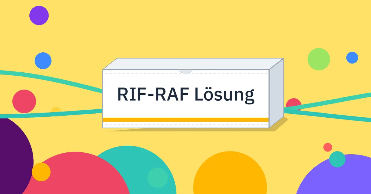 Symbolbild: Packung mit der Aufschrift RIF-RAF Lösung (PZN 05021863) – Verfügbarkeit und Bezug in Apotheken in Frankfurt am Main