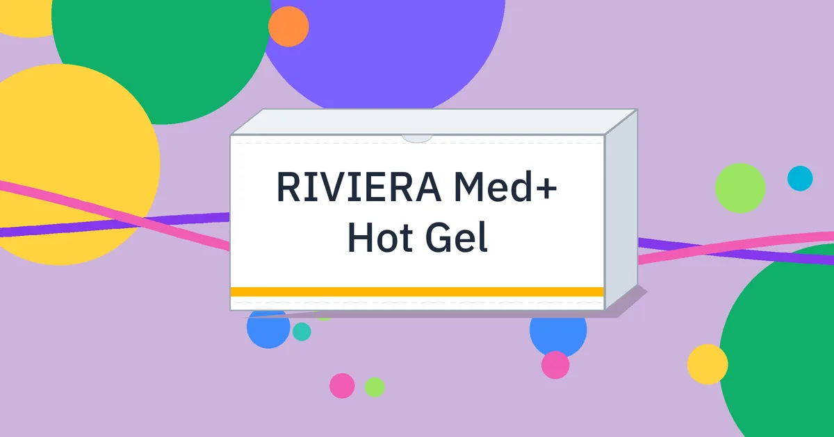 Symbolbild: Packung mit der Aufschrift RIVIERA Med+ Hot Gel (PZN 15865674) – Verfügbarkeit und Bezug in Apotheken in Frankfurt am Main