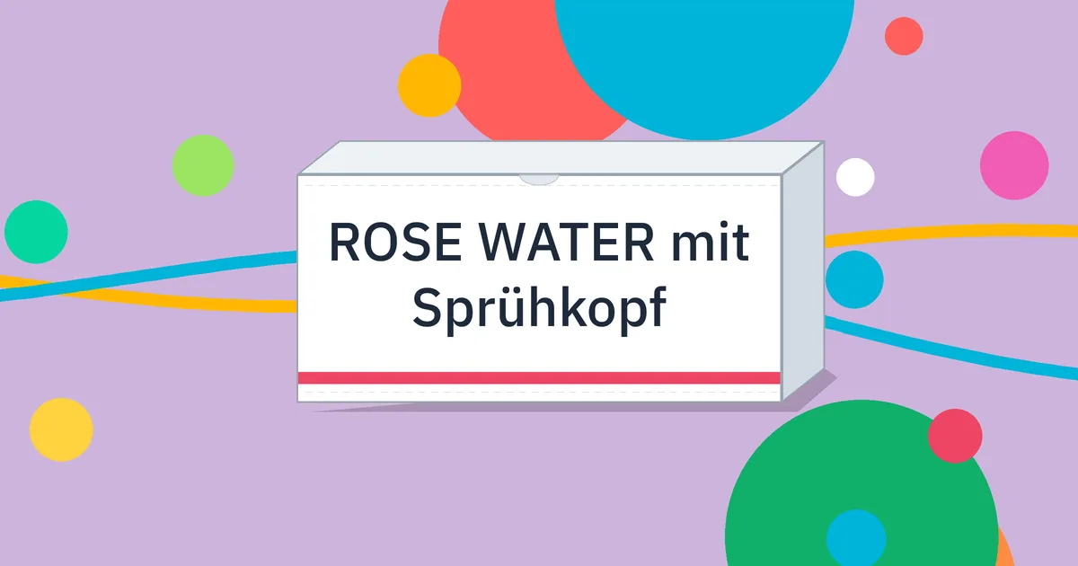 Symbolbild: Packung mit der Aufschrift ROSE WATER mit Sprühkopf (PZN 19264003) – Verfügbarkeit und Bezug in Apotheken in Frankfurt am Main