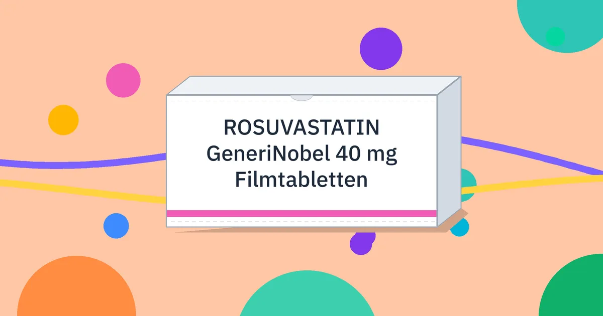 Symbolbild: Packung mit der Aufschrift ROSUVASTATIN GeneriNobel 40 mg Filmtabletten (PZN 19148248) – Verfügbarkeit und Bezug in Apotheken in Frankfurt am Main