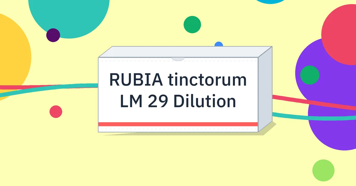 Symbolbild: Packung mit der Aufschrift RUBIA tinctorum LM 29 Dilution (PZN 13056947) – Verfügbarkeit und Bezug in Apotheken in Frankfurt am Main