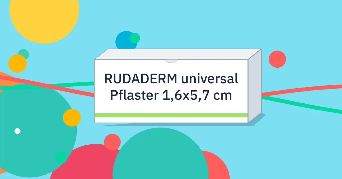 Symbolbild: Packung mit der Aufschrift RUDADERM universal Pflaster 1,6x5,7 cm (PZN 07770362) – Verfügbarkeit und Bezug in Apotheken in Frankfurt am Main