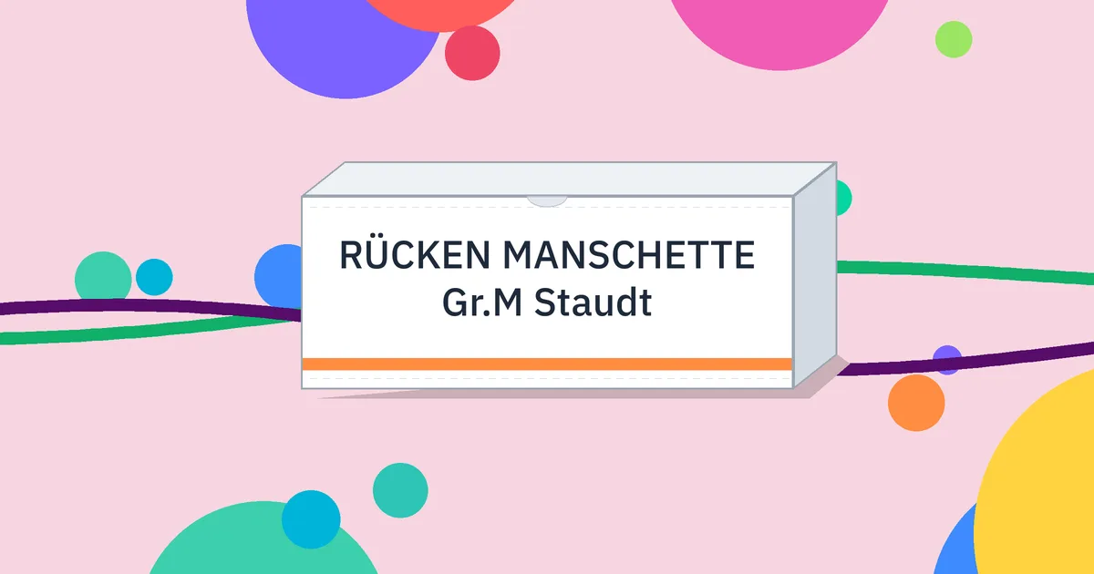 Symbolbild: Packung mit der Aufschrift RÜCKEN MANSCHETTE Gr.M Staudt (PZN 10946942) – Verfügbarkeit und Bezug in Apotheken in Frankfurt am Main