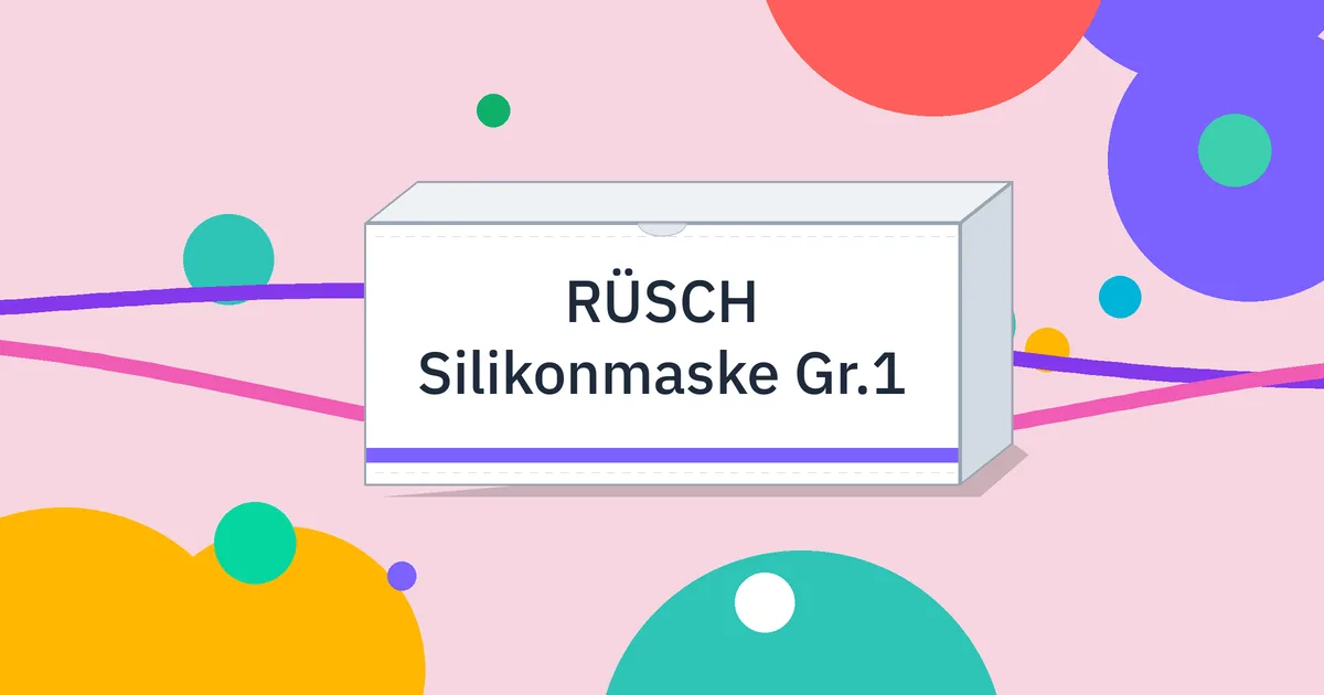 Symbolbild: Packung mit der Aufschrift RÜSCH Silikonmaske Gr.1 (PZN 12463952) – Verfügbarkeit und Bezug in Apotheken in Frankfurt am Main