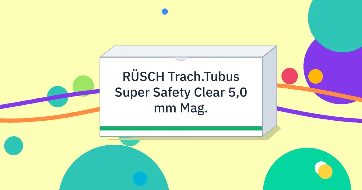 Symbolbild: Packung mit der Aufschrift RÜSCH Trach.Tubus Super Safety Clear 5,0 mm Mag. (PZN 04248286) – Verfügbarkeit und Bezug in Apotheken in Frankfurt am Main