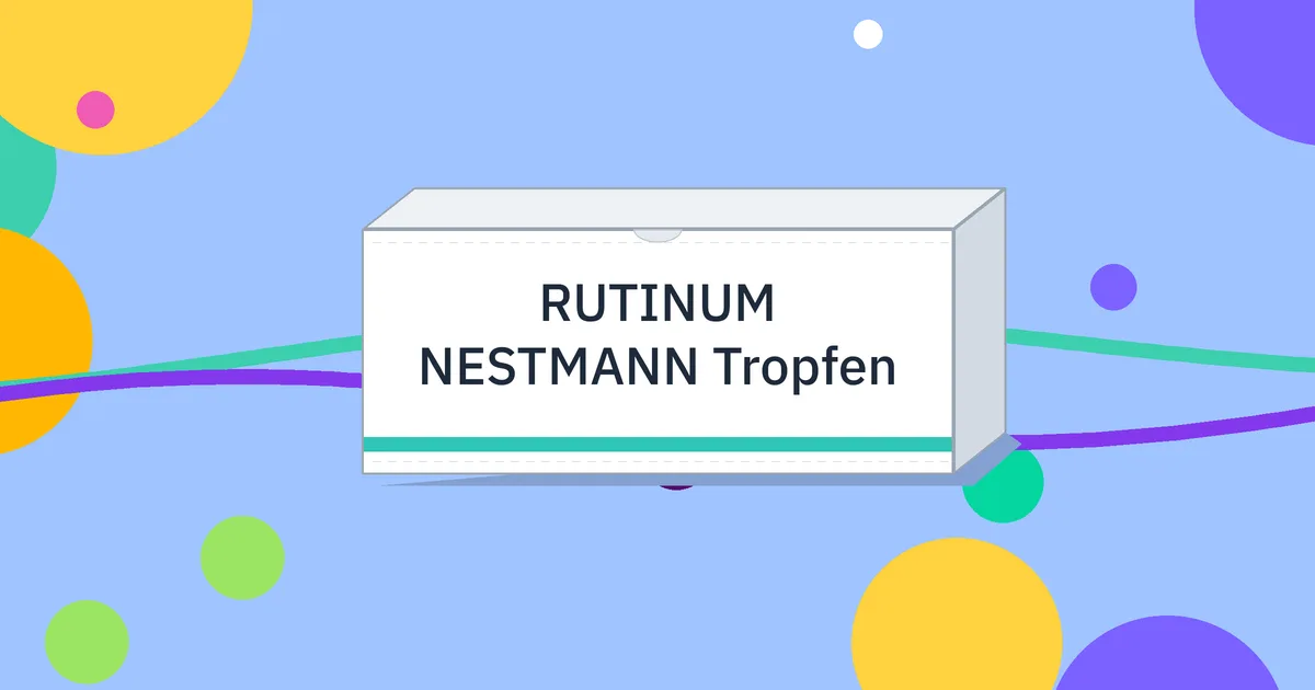 Symbolbild: Packung mit der Aufschrift RUTINUM NESTMANN Tropfen (PZN 11383613) – Verfügbarkeit und Bezug in Apotheken in Frankfurt am Main