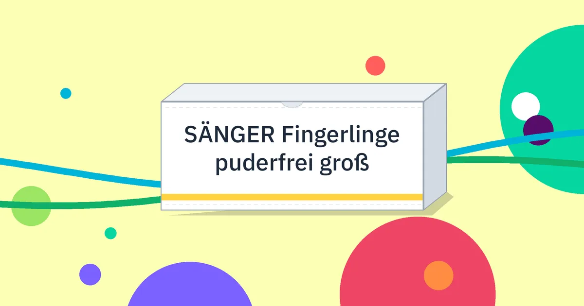 Symbolbild: Packung mit der Aufschrift SÄNGER Fingerlinge puderfrei groß (PZN 01304593) – Verfügbarkeit und Bezug in Apotheken in Frankfurt am Main