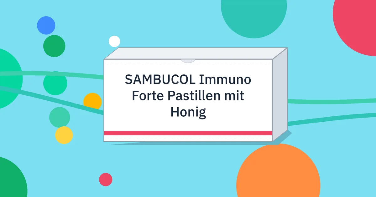 Symbolbild: Packung mit der Aufschrift SAMBUCOL Immuno Forte Pastillen mit Honig (PZN 11284176) – Verfügbarkeit und Bezug in Apotheken in Frankfurt am Main