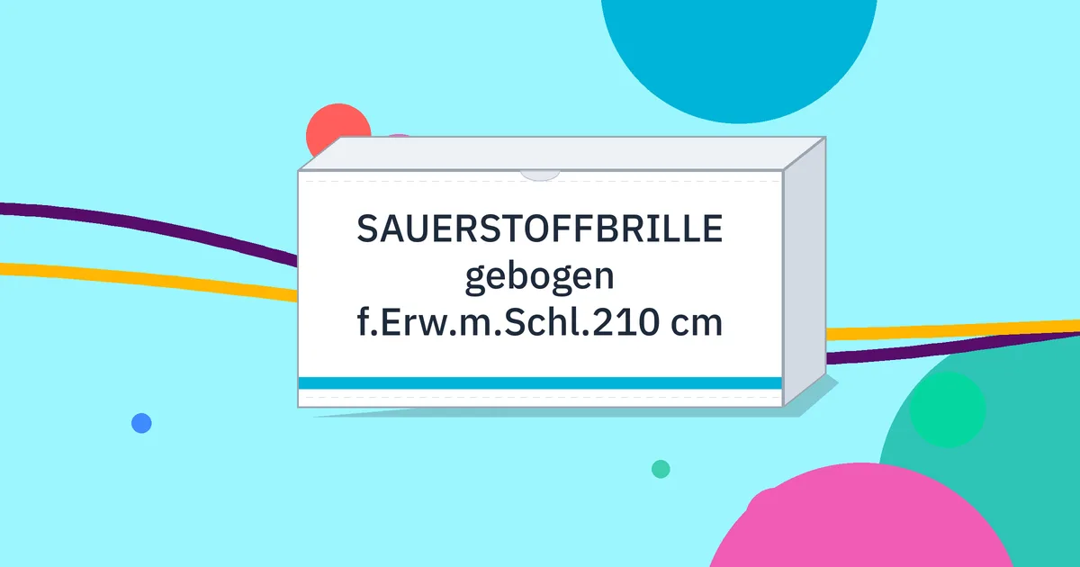 Symbolbild: Packung mit der Aufschrift SAUERSTOFFBRILLE gebogen f.Erw.m.Schl.210 cm (PZN 19621650) – Verfügbarkeit und Bezug in Apotheken in Frankfurt am Main