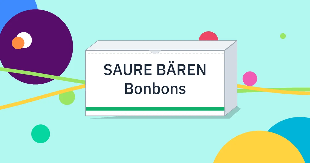 Symbolbild: Packung mit der Aufschrift SAURE BÄREN Bonbons (PZN 10343793) – Verfügbarkeit und Bezug in Apotheken in Frankfurt am Main