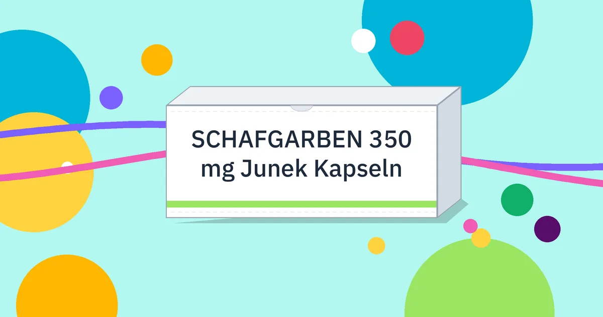 Symbolbild: Packung mit der Aufschrift SCHAFGARBEN 350 mg Junek Kapseln (PZN 10053026) – Verfügbarkeit und Bezug in Apotheken in Frankfurt am Main