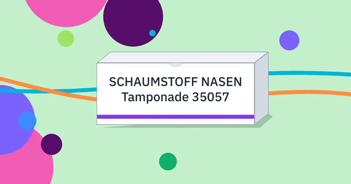 Symbolbild: Packung mit der Aufschrift SCHAUMSTOFF NASEN Tamponade 35057 (PZN 00185873) – Verfügbarkeit und Bezug in Apotheken in Frankfurt am Main