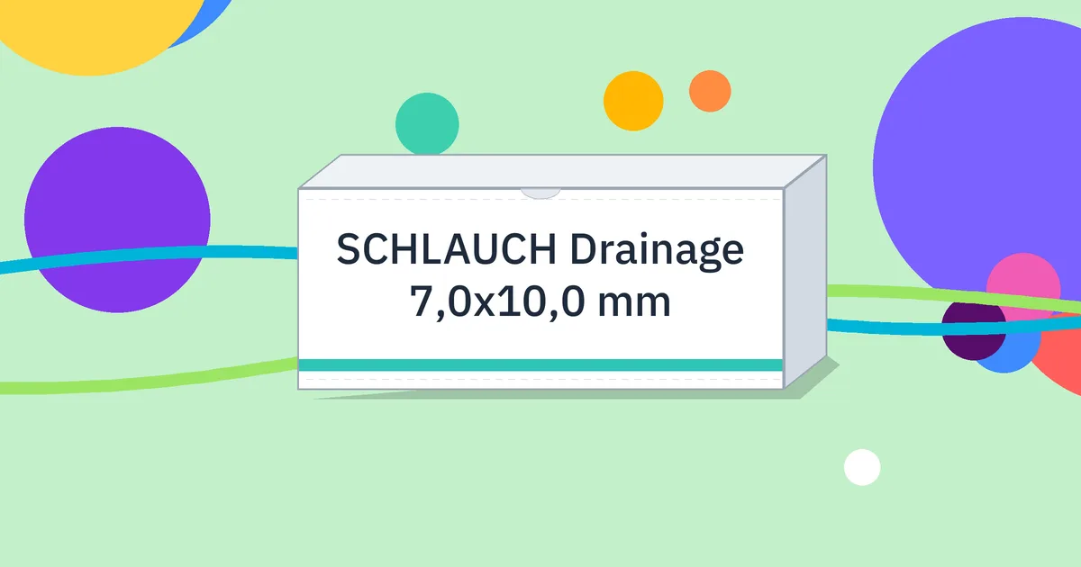 Symbolbild: Packung mit der Aufschrift SCHLAUCH Drainage 7,0x10,0 mm (PZN 02443629) – Verfügbarkeit und Bezug in Apotheken in Frankfurt am Main