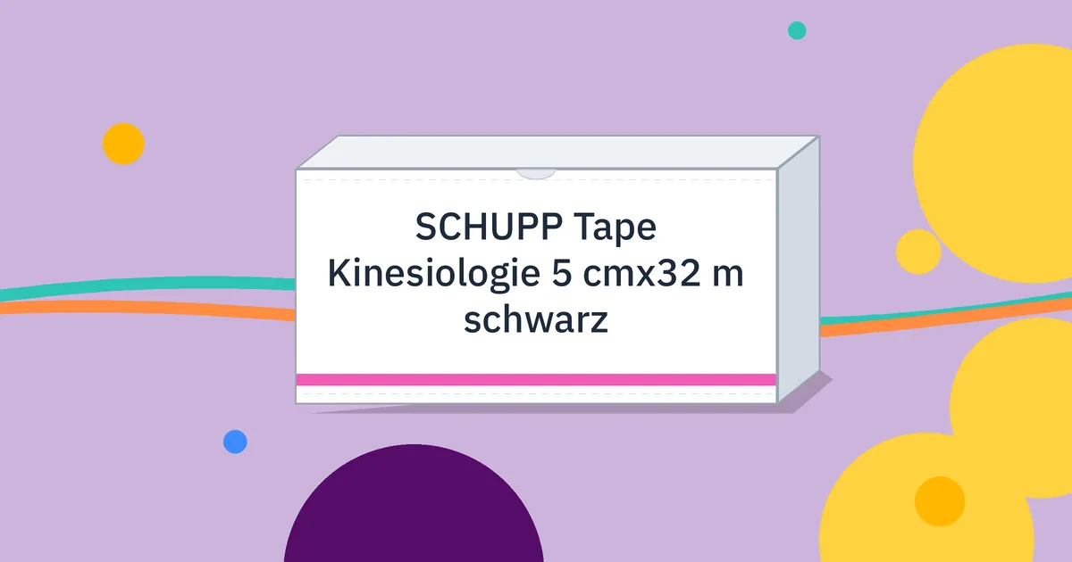Symbolbild: Packung mit der Aufschrift SCHUPP Tape Kinesiologie 5 cmx32 m schwarz (PZN 14446515) – Verfügbarkeit und Bezug in Apotheken in Frankfurt am Main