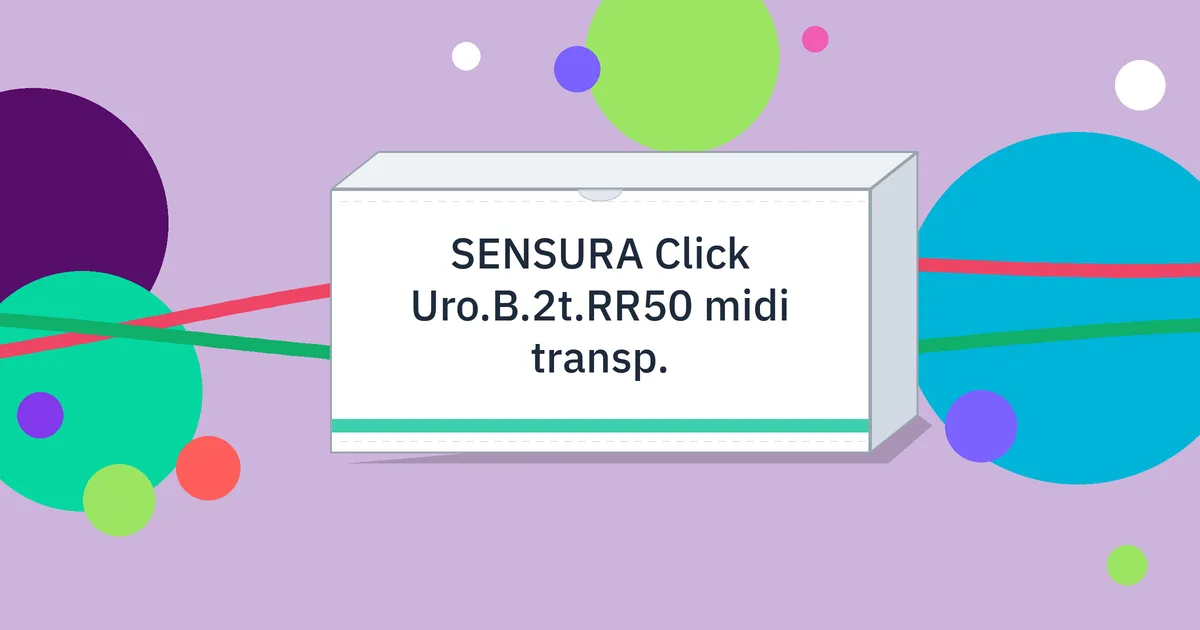Symbolbild: Packung mit der Aufschrift SENSURA Click Uro.B.2t.RR50 midi transp. (PZN 07206762) – Verfügbarkeit und Bezug in Apotheken in Frankfurt am Main