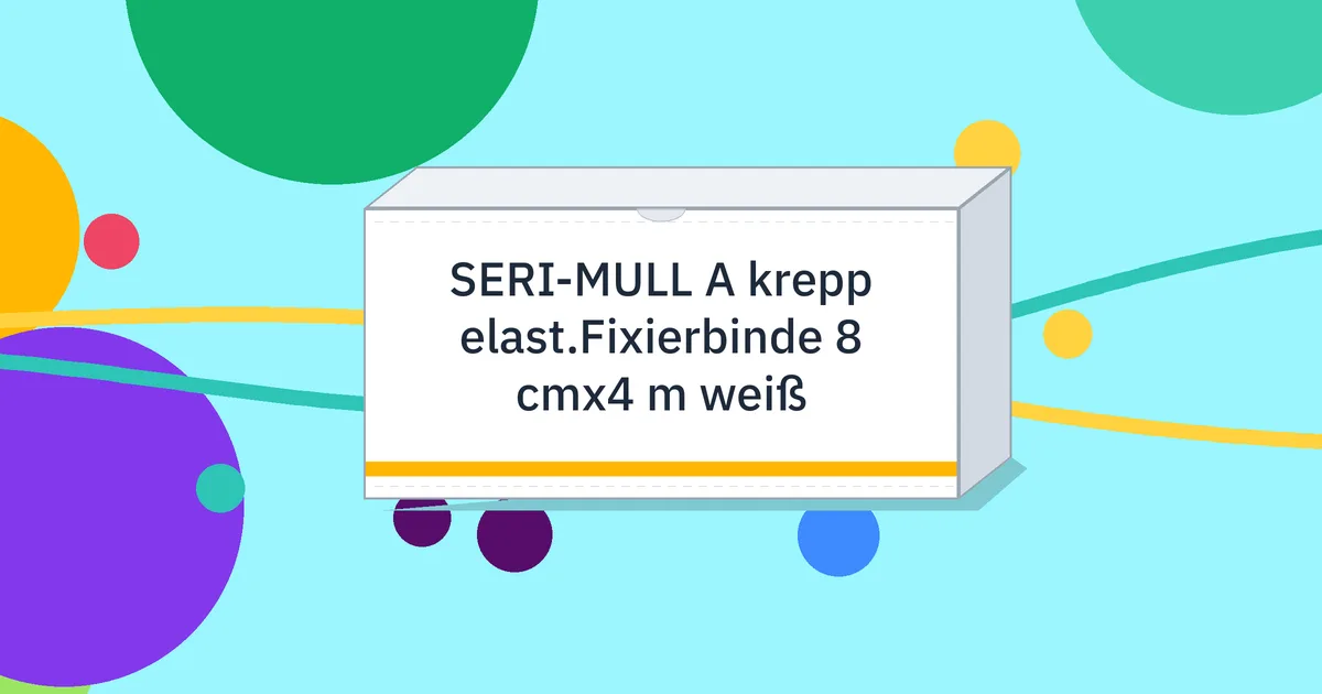 Symbolbild: Packung mit der Aufschrift SERI-MULL A krepp elast.Fixierbinde 8 cmx4 m weiß (PZN 14444717) – Verfügbarkeit und Bezug in Apotheken in Frankfurt am Main