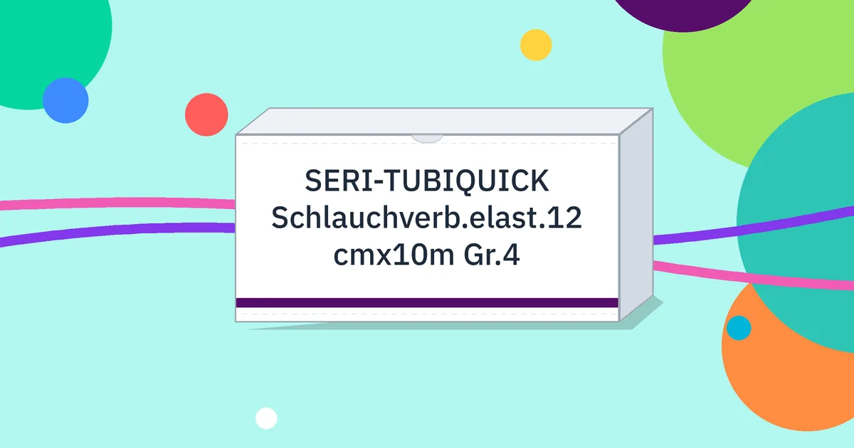 Symbolbild: Packung mit der Aufschrift SERI-TUBIQUICK Schlauchverb.elast.12 cmx10m Gr.4 (PZN 20891662) – Verfügbarkeit und Bezug in Apotheken in Frankfurt am Main