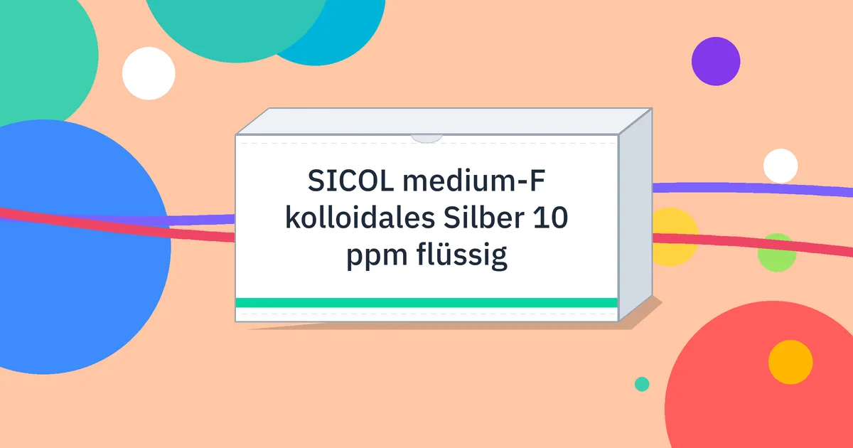Symbolbild: Packung mit der Aufschrift SICOL medium-F kolloidales Silber 10 ppm flüssig (PZN 12554301) – Verfügbarkeit und Bezug in Apotheken in Frankfurt am Main