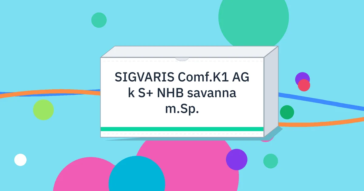 Symbolbild: Packung mit der Aufschrift SIGVARIS Comf.K1 AG k S+ NHB savanna m.Sp. (PZN 17099310) – Verfügbarkeit und Bezug in Apotheken in Frankfurt am Main