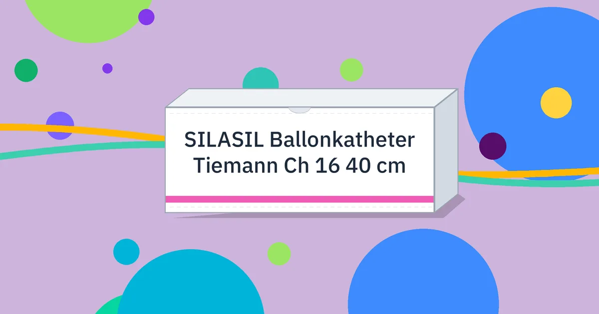 Symbolbild: Packung mit der Aufschrift SILASIL Ballonkatheter Tiemann Ch 16 40 cm (PZN 05035836) – Verfügbarkeit und Bezug in Apotheken in Frankfurt am Main
