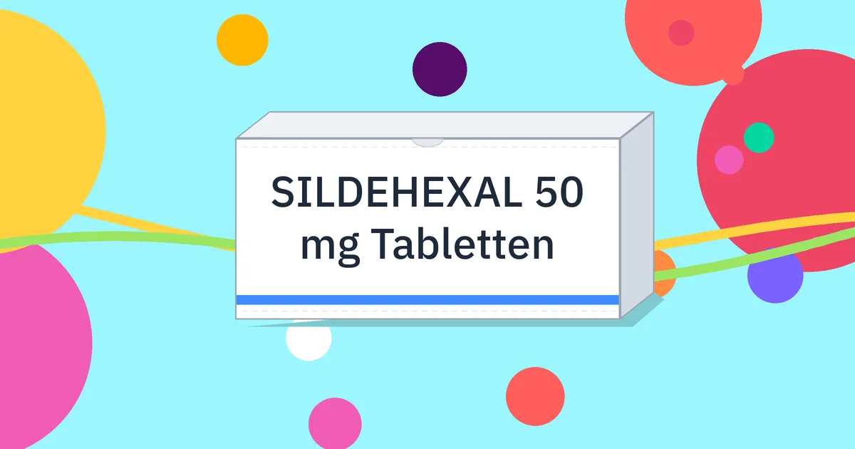 Symbolbild: Packung mit der Aufschrift SILDEHEXAL 50 mg Tabletten (PZN 11017104) – Verfügbarkeit und Bezug in Apotheken in Frankfurt am Main