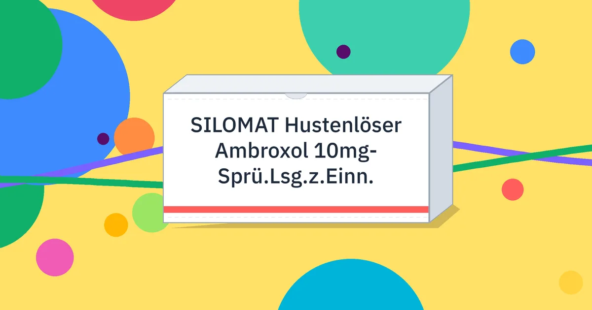 Symbolbild: Packung mit der Aufschrift SILOMAT Hustenlöser Ambroxol 10mg-Sprü.Lsg.z.Einn. (PZN 20045157) – Verfügbarkeit und Bezug in Apotheken in Frankfurt am Main
