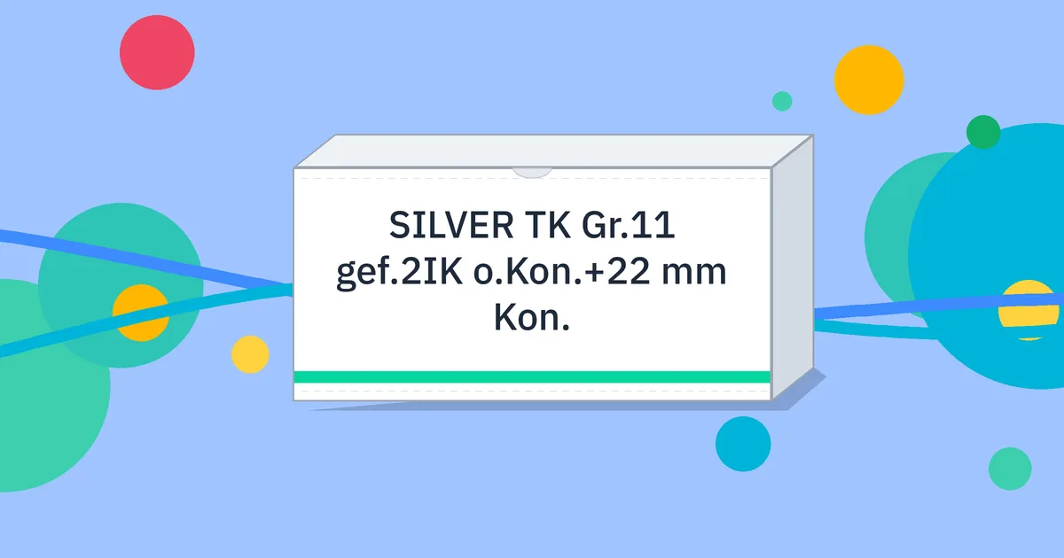 Symbolbild: Packung mit der Aufschrift SILVER TK Gr.11 gef.2IK o.Kon.+22 mm Kon. (PZN 10317413) – Verfügbarkeit und Bezug in Apotheken in Frankfurt am Main