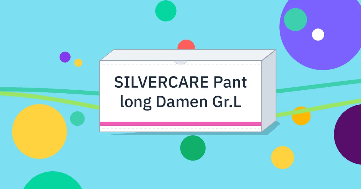 Symbolbild: Packung mit der Aufschrift SILVERCARE Pant long Damen Gr.L (PZN 01110653) – Verfügbarkeit und Bezug in Apotheken in Frankfurt am Main