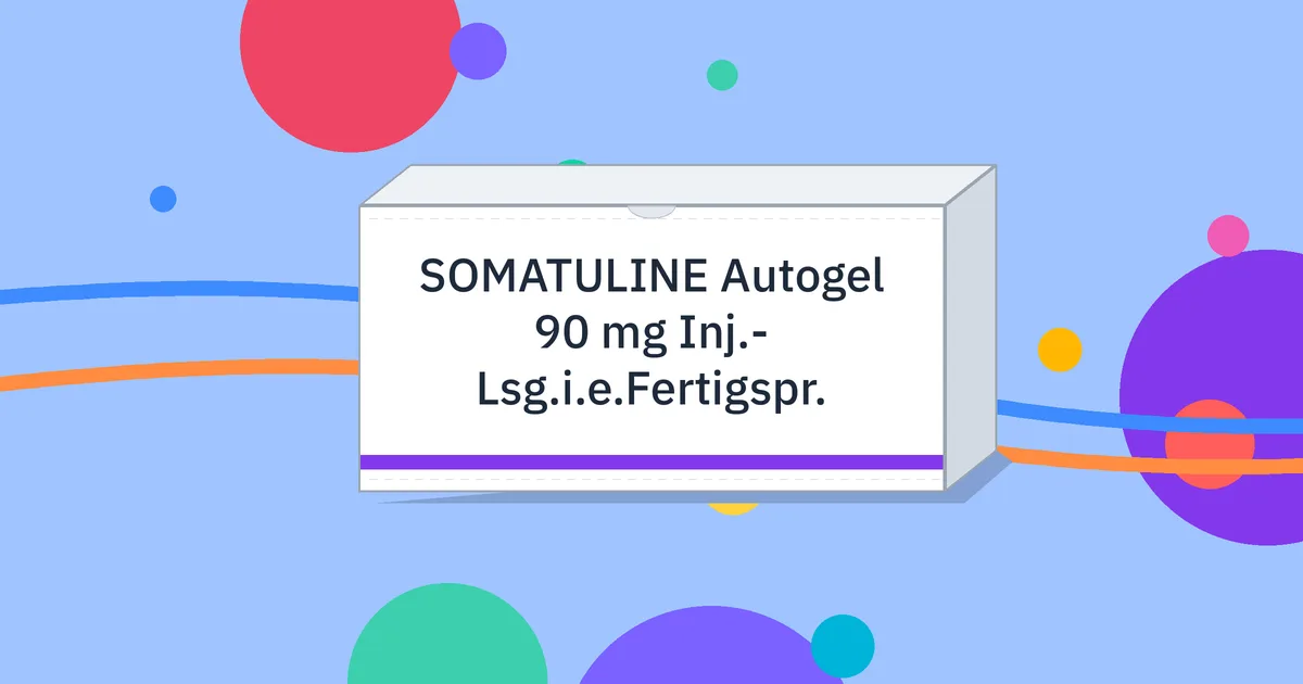 Symbolbild: Packung mit der Aufschrift SOMATULINE Autogel 90 mg Inj.-Lsg.i.e.Fertigspr. (PZN 07624979) – Verfügbarkeit und Bezug in Apotheken in Frankfurt am Main