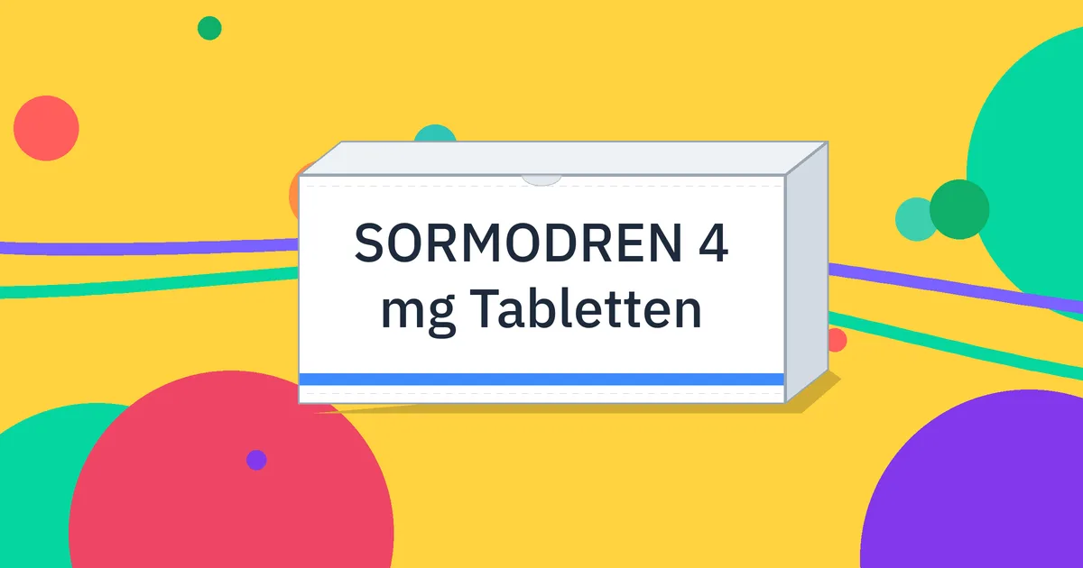 Symbolbild: Packung mit der Aufschrift SORMODREN 4 mg Tabletten (PZN 07487755) – Verfügbarkeit und Bezug in Apotheken in Frankfurt am Main