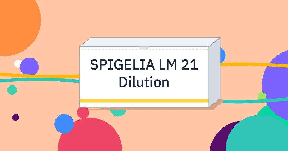 Symbolbild: Packung mit der Aufschrift SPIGELIA LM 21 Dilution (PZN 13195258) – Verfügbarkeit und Bezug in Apotheken in Frankfurt am Main